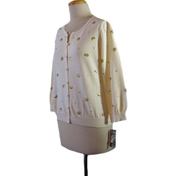 NY Collection | Sweaters | Cardigan Sweater Gold Sequin Ny Collection ...